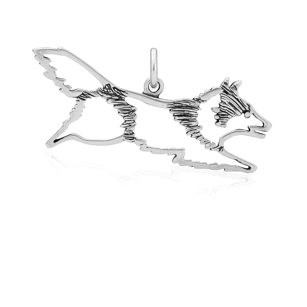 Sterling Silver Shetland Sheepdog Pendant Sheltie Mom Jewelry and Gifts - Jumping