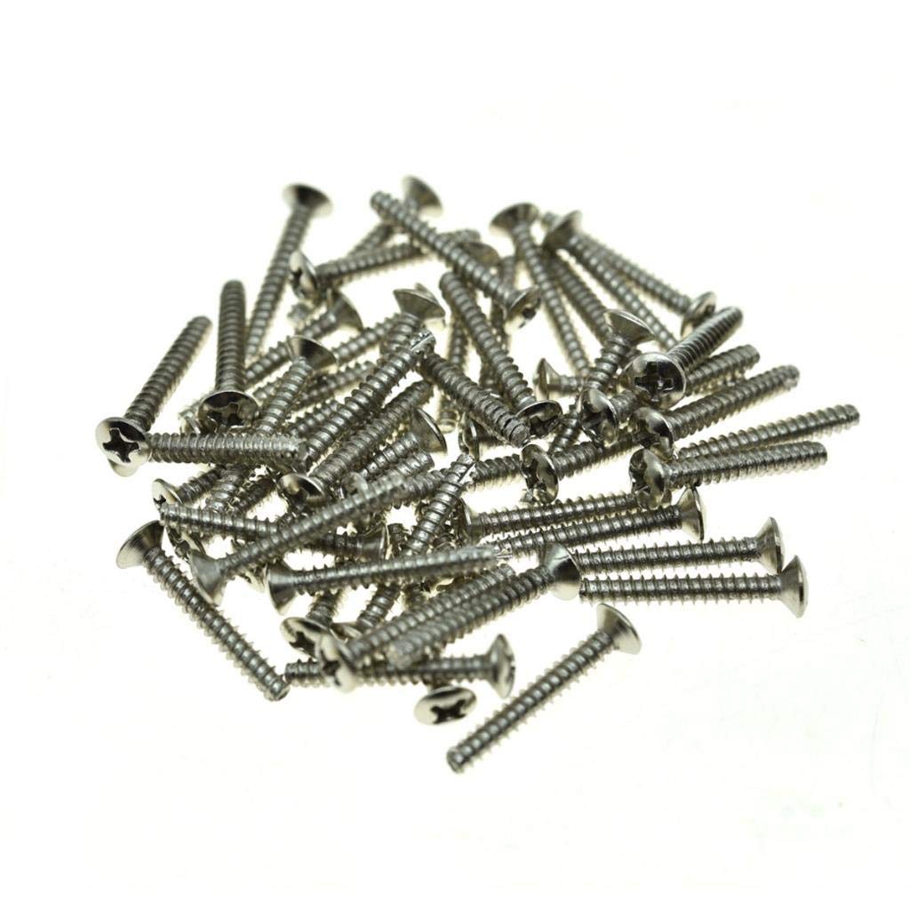 KAISH Pack of 50 Metric Thread M3 Single Coil Pickup Mounting Screws and Springs 3x21.5mm for ST Strat/Tele Nickel