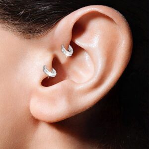 SILBERTALE Tiny Huggie Hoop Earrings 925 Sterling Silver CZ Cubic Zirconia 5mm Small Cartilage Hugging Earring mini Hoop Rook Daith Forward Helix Snug Tragus Piercing for Women