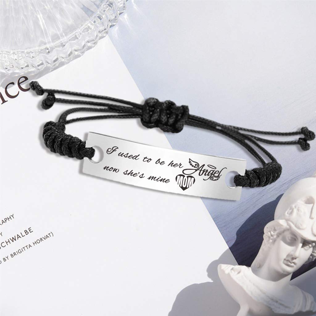 Sympathy Gifts for Loss Of Mom, Memorial Gifts for Loss of Mother - I Used To Be Her Angel Now She'S Mine Mom Bracelet Momory