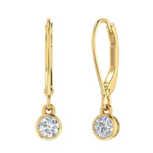 1/2 carat diamond lever-back drop earrings in 14k yellow gold - igi certified