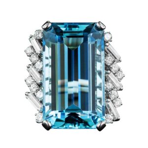 uloveido fashion emerald cut birthstone ring simulated aquamarine antique women's ring engagement wedding jewelry (size 8)