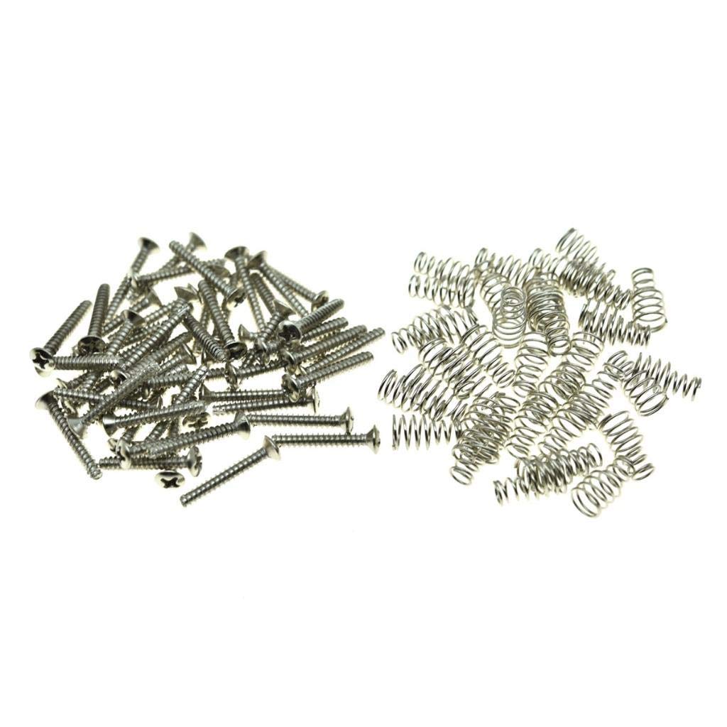 KAISH Pack of 50 Metric Thread M3 Single Coil Pickup Mounting Screws and Springs 3x21.5mm for ST Strat/Tele Nickel