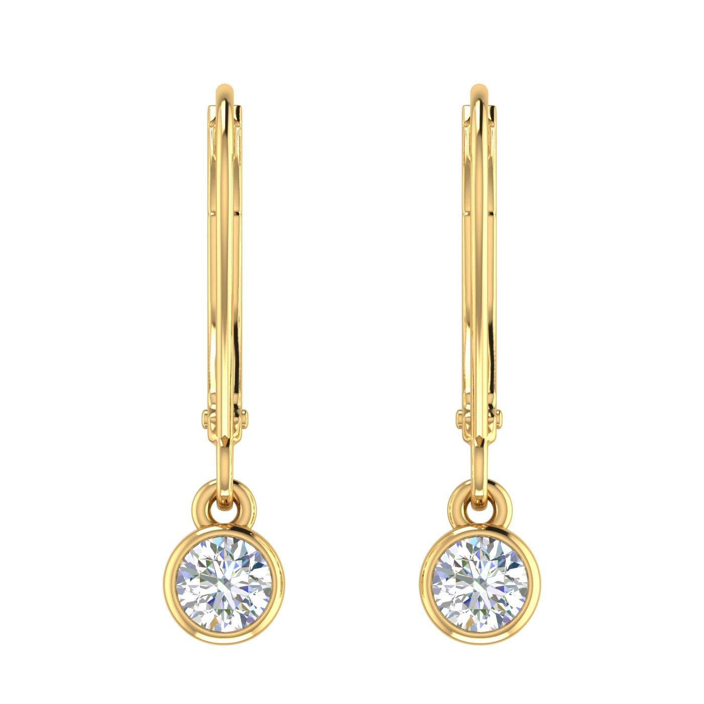 1/2 Carat Diamond Lever-back Drop Earrings in 14K Yellow Gold - IGI Certified