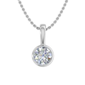 finerock 1/3 carat diamond solitaire pendant necklace in 14k white gold (included silver chain)