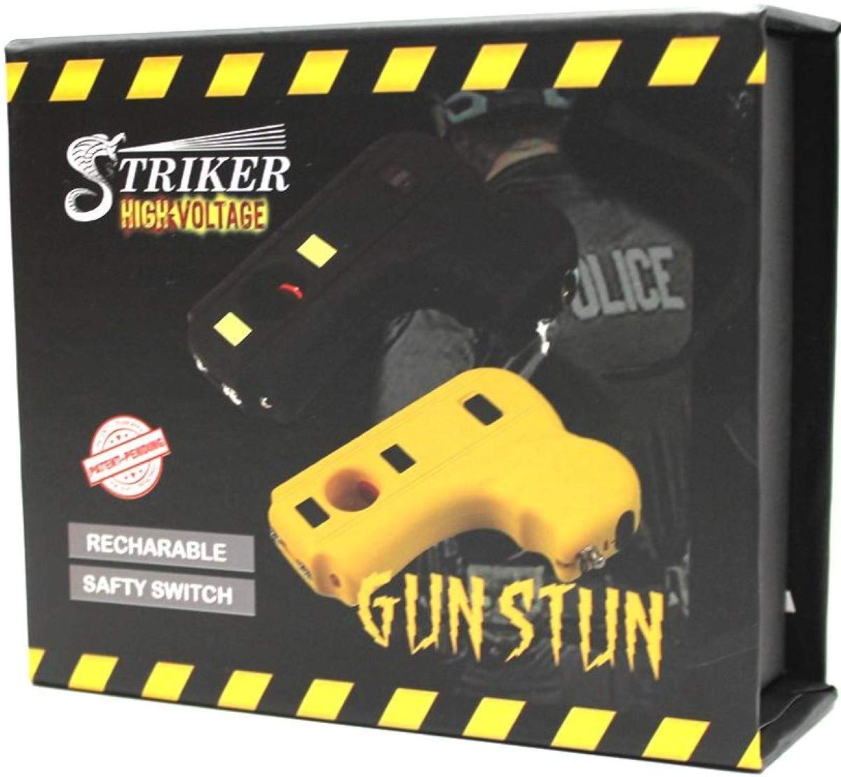 Dev Multicolored Gun Stun Gun with Led Light Rechargeable Safety Disable Pin (Black SH 13292)