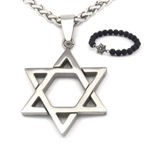 gungneer david star necklace stainless steel keel chain religious protection pendant jewish jewelry men women