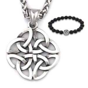 gungneer stainless steel silvertone irish celtic knot pendant eternal love necklace protection amulet talisman