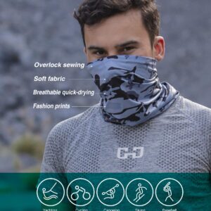 Sun Protection Cool Milk Silk Fabric Camo Black Outdoor Face Mask, UV Dust Wind Protection Face Neck Gaiter Headwear for Motorcycle Hiking Cycling Ski Snowboard Fishing Running Workout