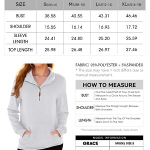 BTFBM Women Fashion Quilted Pattern Lightweight Zipper Long Sleeve Plain Casual Ladies Sweatshirts Pullovers Shirts Tops (White, Large)