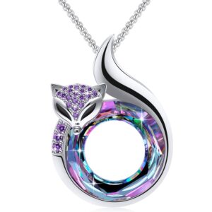 plato h crystal fox necklace cute head and tail anniversary jewelry for women's birthday mother's day gifts for her