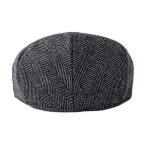 FEINION Men's Wool Tweed Newsboy Ivy Cap Gatsby Golf Flat Hat (Herringbone Grey, 7 1/4)