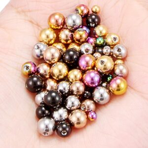 Prjndjw 14G Replacement Piercing Ball Nipple Rings Belly Button Rings Tongue Rings Eyebrow Rings Body Piercing Barbells 316L Stainless Steel Replacement Balls 3MM 5MM 6MM Set 75 Pcs Mixed Color