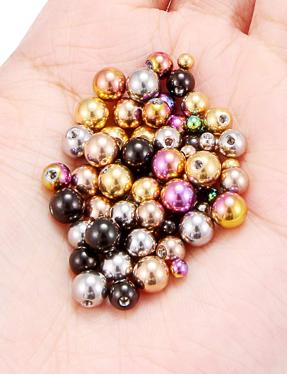 Prjndjw 14G Replacement Piercing Ball Nipple Rings Belly Button Rings Tongue Rings Eyebrow Rings Body Piercing Barbells 316L Stainless Steel Replacement Balls 3MM 5MM 6MM Set 75 Pcs Mixed Color