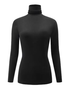 kindcall long sleeve mock turtleneck stretch slim t shirt layer top black medium