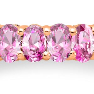 5.7ct Natural Pink Sapphire Eternity Ring 18kt Rose Gold Band for Women Size 4.5 to 8 | Ideal for Weddings, Engagement, Bridal Set, Valentine’s Day, Anniversary & Birthday Gift (4.5, Pink-Sapphire)