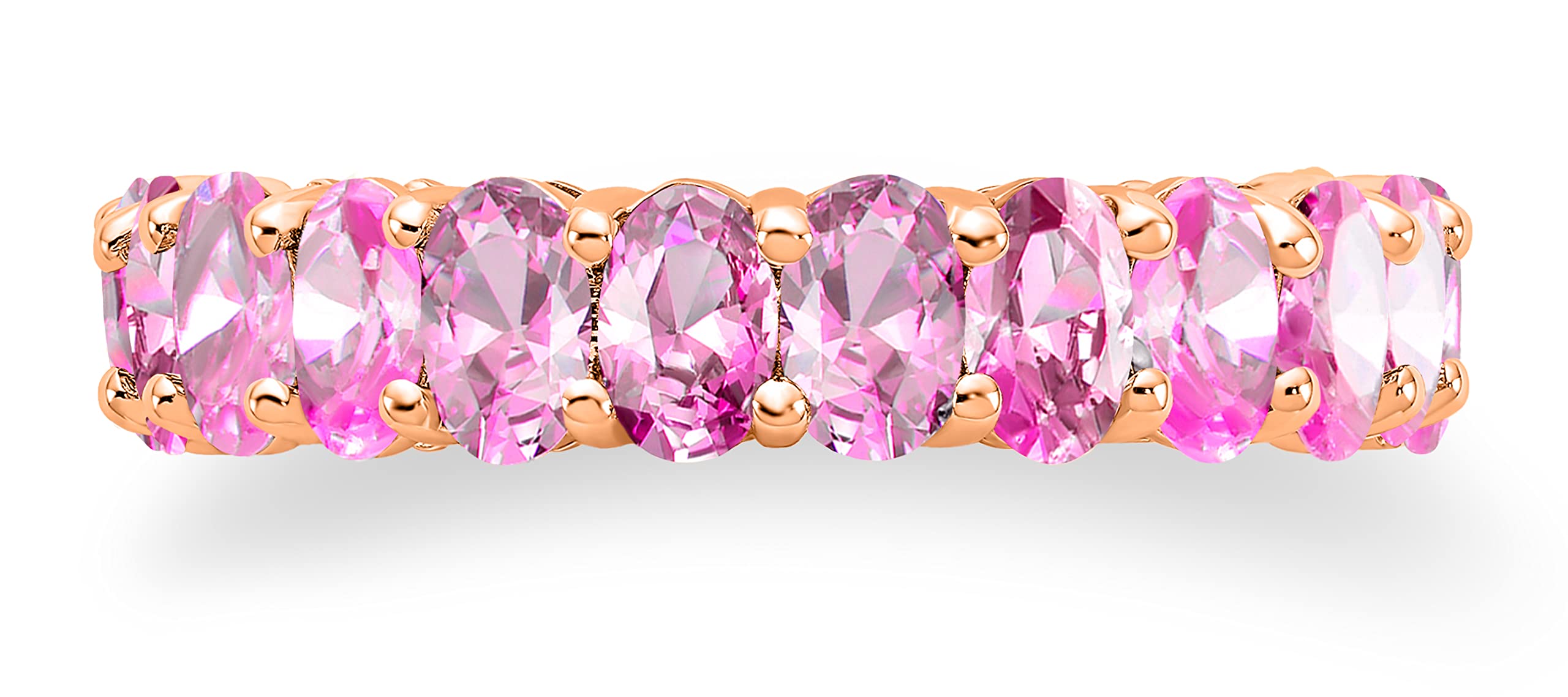 5.7ct Natural Pink Sapphire Eternity Ring 18kt Rose Gold Band for Women Size 4.5 to 8 | Ideal for Weddings, Engagement, Bridal Set, Valentine’s Day, Anniversary & Birthday Gift (4.5, Pink-Sapphire)