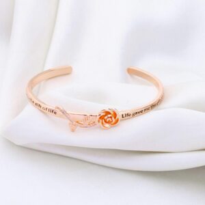 HOLLP Stepdaughter Rose Flower Bracelet Step Daughter Jewelry Daughter In Law Bracelet I Didn't Give You The of Life Gave Me Bracelet Stepdaughter Bracelet (Rose Flower Bracelet-RG)