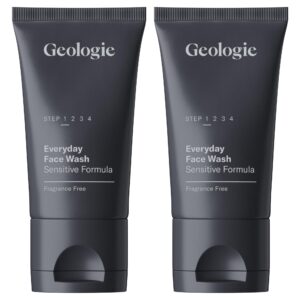 geologie daily face wash for sensitive skin | fragrance-free facial cleanser for men & women | acne & oil control | non-irritating, gentle cleansing & soothing face wash | 2-pack