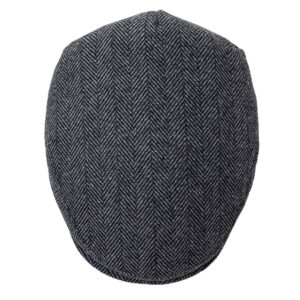 FEINION Men's Wool Tweed Newsboy Ivy Cap Gatsby Golf Flat Hat (Herringbone Grey, 7 1/4)