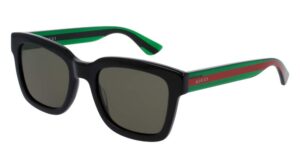 gucci gg0001s 002 52m black/green/green rectangular sunglasses for men+ bundle with designer iwear eyewear kit