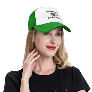 Women Want Me Fish Fear Me Trucker Hat Summer Mesh Cap Trucker Baseball Cap for Men Women Green