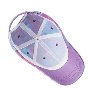 2-Pieces Tie-Dye Baseball-Cap for Women Girl Rainbow Cute Washed Dad Hat (Blue+Pinke 2pc)