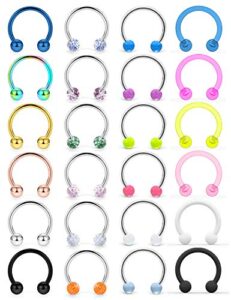 cisyozi 16g septum ring jewelry surgical stainless steel horseshoe cute septum nose cartilage helix tragus rook daith earring hoop lip belly navel eyebrow ring piercing jewelry retaine women men 10mm