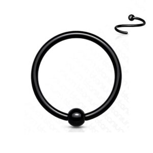 amelia fashion 20 gauge implant grade titanium fixed ball hoop rings 8mm length (choose color) (black)