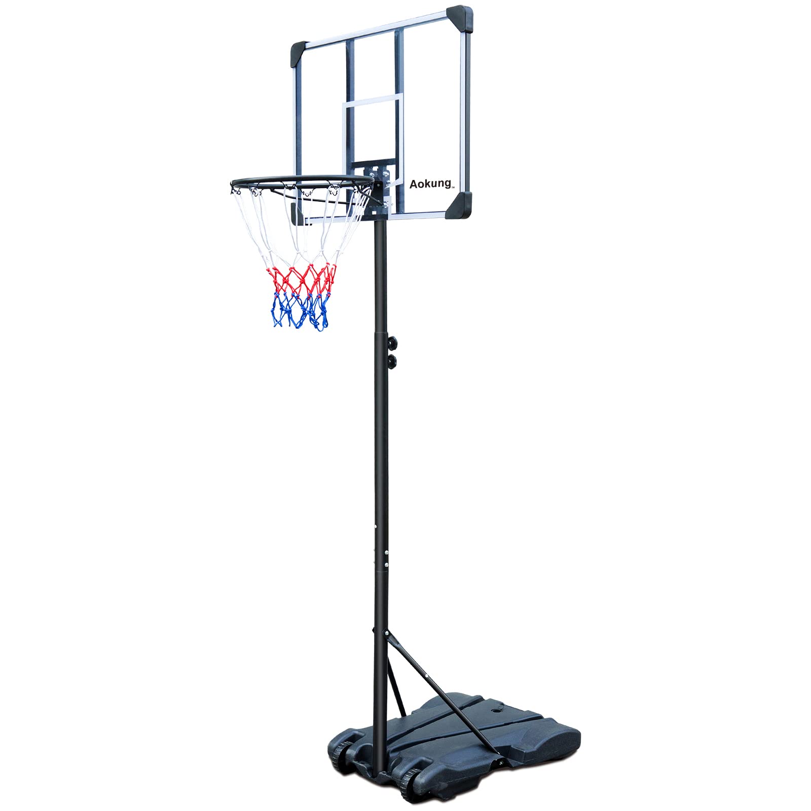 aokung Portable Basketball Hoop Stand w/Wheels for Kids Youth Adjustable Height 5.4ft - 7ft Use for Indoor Outdoor and Poor Basketball Goals Play Set