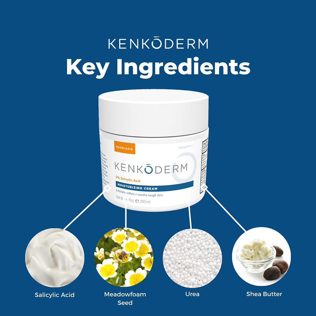 Kenkoderm Psoriasis Moisturizing Cream - 10 oz | 1 Jar | Dermatologist Developed | Fragrance + Color Free (1 Jar)