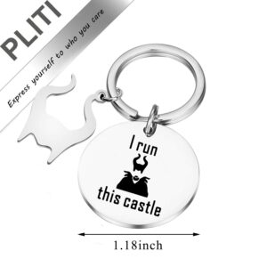 PLITI I Run This Castle Keychain Horns Resting Witch Face Charm Gift (run this castle)