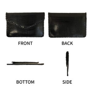 JNB Flat Crocodile Pattern Envelope clutch,Black