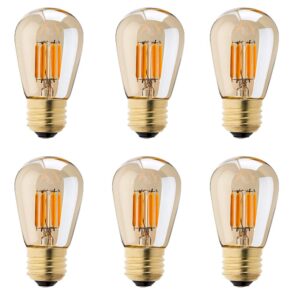 lxcom lighting 6 pack dimmable vintage led edison light bulbs 3w edison light bulbs 30w equivalent warm yellow 2200k e26 e27 medium base st45 amber glass decorative bulbs, ac110v