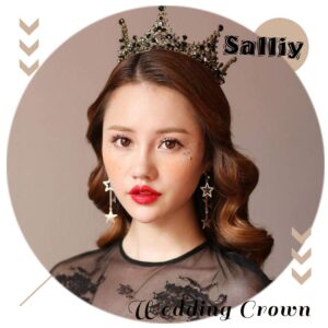 Aiosy Baroque Black Crown Gothic Tiaras and Crowns Crystal Bridal Queen Headpiece Wedding Hair Accessories for Halloween Costume Party Prom