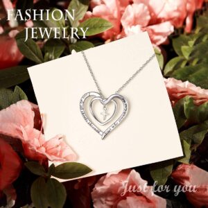 DAOCHONG S925 Sterling Silver Cross Heart Inspirational Christian Faith Bible Verse Pendant Necklace for Women Teen