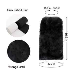 JANFINE Women's Fur Leg Warmers Boot Winter Faux Rabbit Fur Furry Fuzzy Leg Warmer Cuffs Cover For Women(40CM-Black)