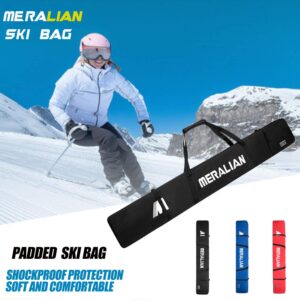 MERALIAN Padded Ski Bag,Waterproof Full Padded Ski Travel Bag with Adjustable Shoulder Strap. (Black, 170CM)