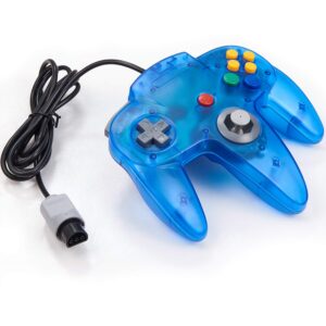 miadore Classic N64 Controller, Wired N64 64-bit Gamepad with Upgraded Joystick Remote for N64 Video Games System N64 Console-Transparent Blue