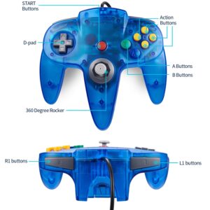 miadore 2 Packs N64 Controllers, Classic N64 Bit 64 Wired Joystick for Ultra N64 Video Game System N64 Console (Jungle Blue and Orange)