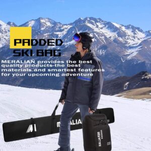 MERALIAN Padded Ski Bag,Waterproof Full Padded Ski Travel Bag with Adjustable Shoulder Strap. (Black, 170CM)