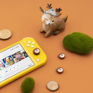 GeekShare 4PCS Cute Animal Theme Thumb Grip Caps,Soft Silicone Joystick Cover Compatible with Nintendo Switch/OLED/Switch Lite - Deer and Dog