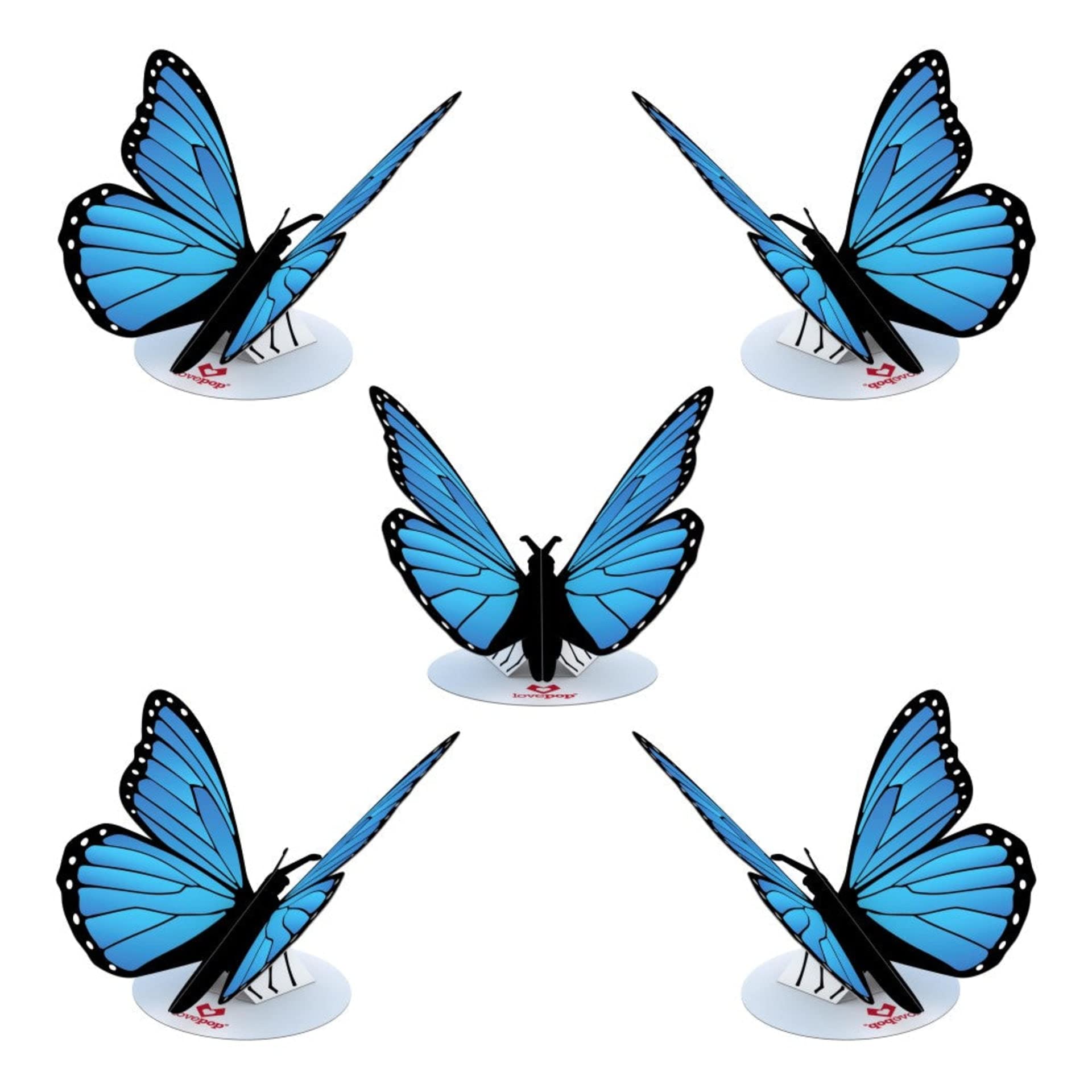 Lovepop Stickerpop Blue Morpho Butterfly (5 Pack) - 3D Stickers, Gift for Mom, Daughter, Office Decoration, Pop Up Gift for Daughter