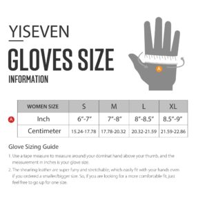 YISEVEN Women's Merino Rugged Sheepskin Shearling Leather Gloves Mittens Sherpa Fur Cuff Thick Wool Lined and Heated Warm for Winter Cold Weather Dress Driving Work New Year Gifts, Camel Medium