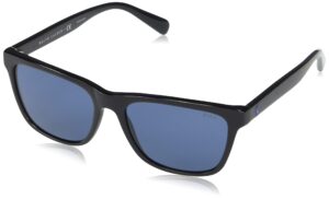 polo ralph lauren men's ph4167 square sunglasses, shiny black/dark blue, 56 mm