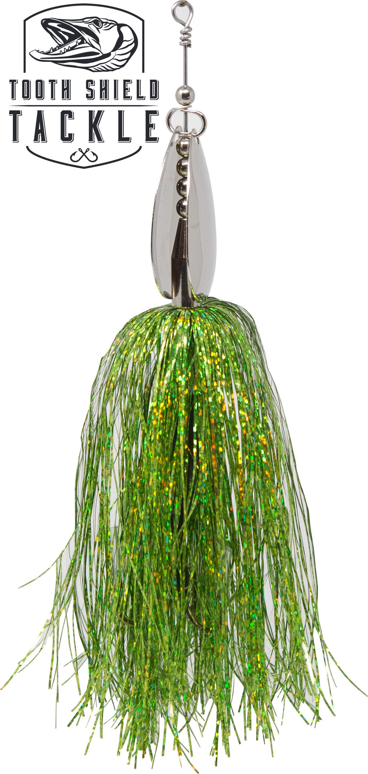 Tooth Shield Tackle Chubby Musky Bucktail (Chartreuse) Muskie Pike Double 9 Inline Spinner Musky Lures Baits Tackle