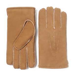 YISEVEN Women's Merino Rugged Sheepskin Shearling Leather Gloves Mittens Sherpa Fur Cuff Thick Wool Lined and Heated Warm for Winter Cold Weather Dress Driving Work New Year Gifts, Camel Medium