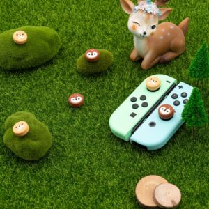 GeekShare 4PCS Cute Animal Theme Thumb Grip Caps,Soft Silicone Joystick Cover Compatible with Nintendo Switch/OLED/Switch Lite - Deer and Dog