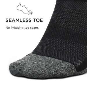 Feetures Elite Light Cushion Mini Crew Sock - Sport Sock with Targeted Compression - Large, Dark Gray (1 Pair)