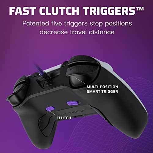 Victrix Gambit World's Fastest Licensed Xbox Controller, Elite Esports Design with Swappable Pro Thumbsticks, Custom Paddles, Swappable White / Purple Faceplate for Xbox One, Series X/S, PC